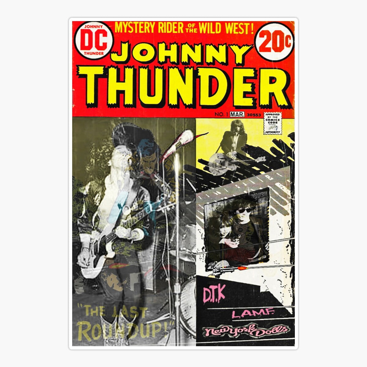 Onim Johnny Thunders As Johnny Thunder Sticker, Phone Decal Water ...
