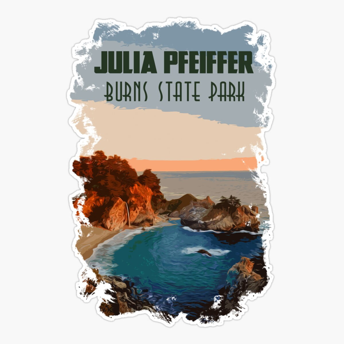 Onim Julia Pfeiffer State Park, California Sticker, Phone Decal Water ...