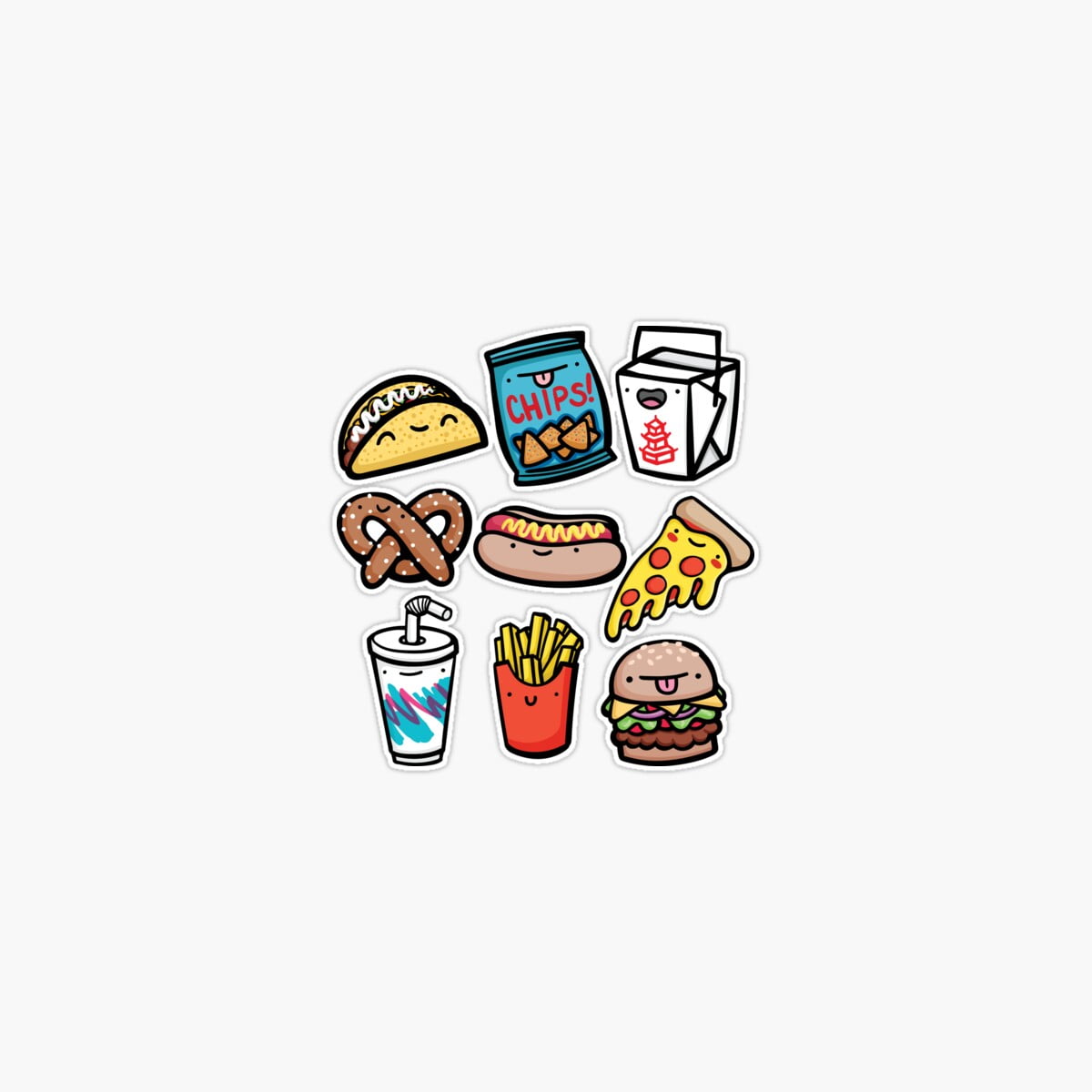 Onim Junk Food Dudes Sticker, Phone Decal Water Bottle Stickers Car ...