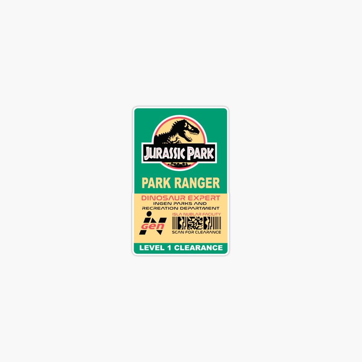 Onim Jurrassix Park Parkranger Card Sticker, Phone Decal Water Bottle ...