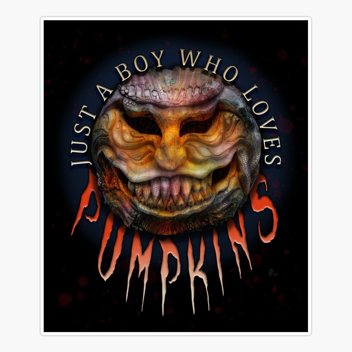 Onim Just A Boy Who Loves Pumpkins | Surreal Horror Pumpkin | Goblincore Pumpkin | Tm11 Sticker ...