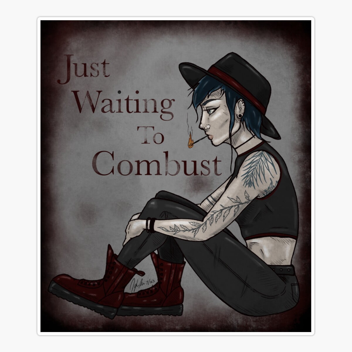 Onim Just Waiting To Combust Sticker, Phone Decal Water Bottle Stickers ...