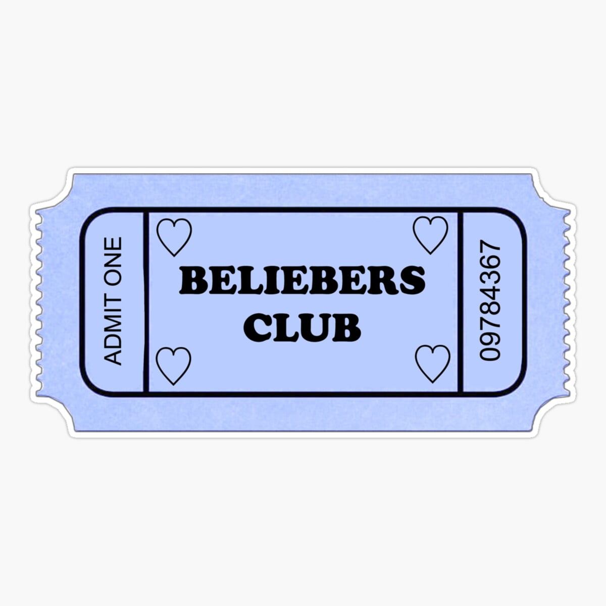 Onim Justin Bieber Belieber Club Ticket Sticker, Phone Decal Water ...