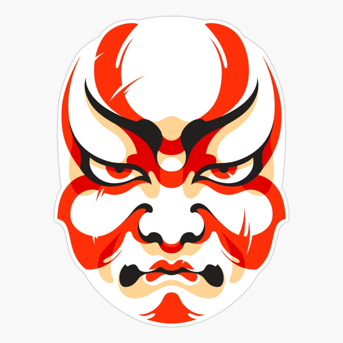 Onim Kabuki Mask Sticker, Phone Decal Water Bottle Stickers Car Decals ...