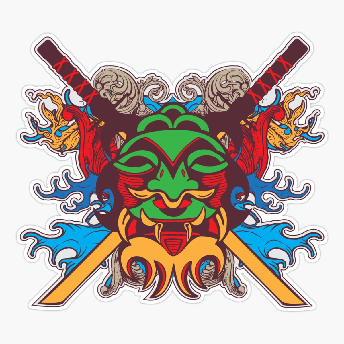 Onim Kabuki Mask Sticker, Phone Decal Water Bottle Stickers Car Decals ...