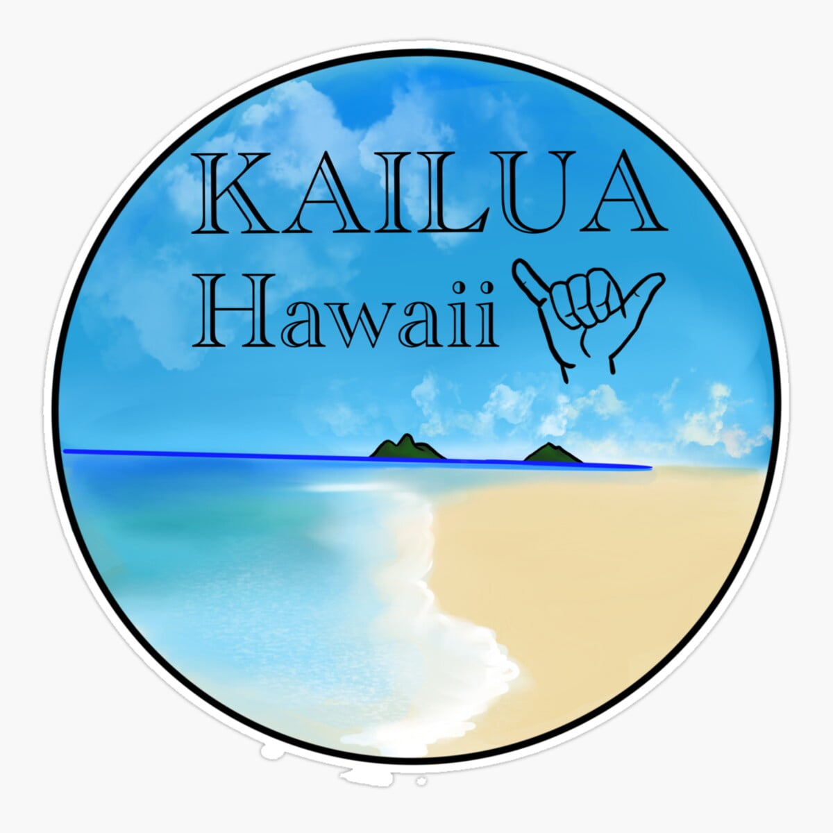 Onim Kailua Beach Hawaii Sticker, Phone Decal Water Bottle Stickers Car ...