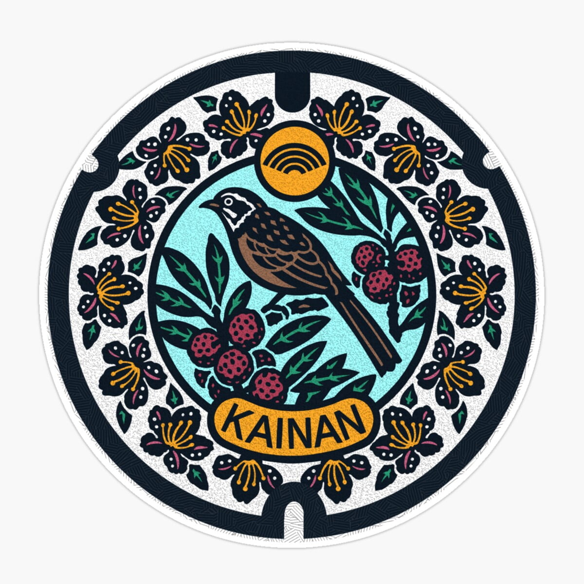 Onim Kainan City Manhole Cover Art Sticker, Phone Decal Water Bottle ...