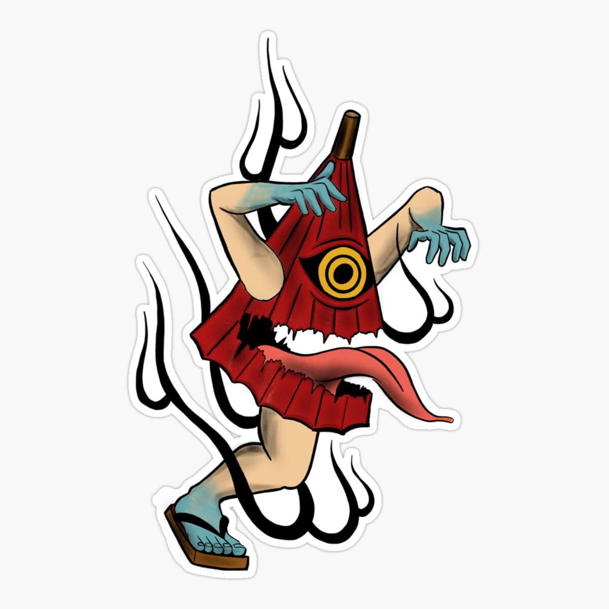 Onim Karakasa Kozo: The Quirky Umbrella Monster Sticker, Phone Decal ...