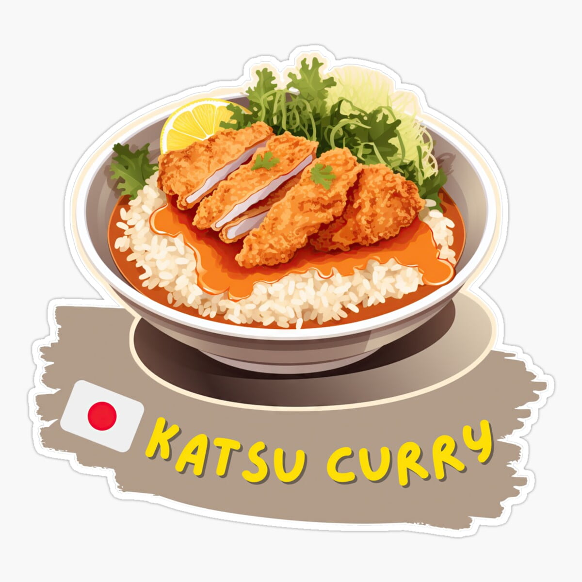 Onim Katsu Curry | Japanese Cuisine | Traditional Food Sticker, Phone ...