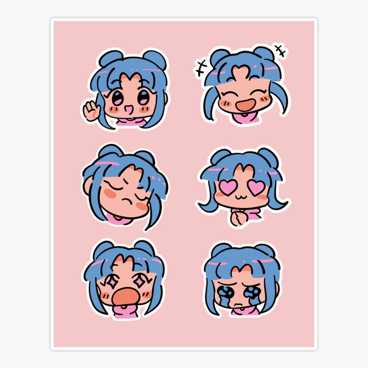 Onim Kawaii Chibi Girl Digital Stickers – Cute Anime Expressions ...