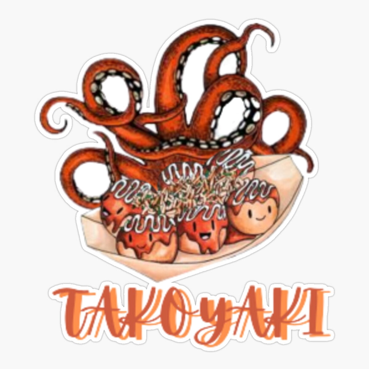 Onim Kawaii Takoyaki Cute Japanese Food , Japan , Japanese Food Sticker ...