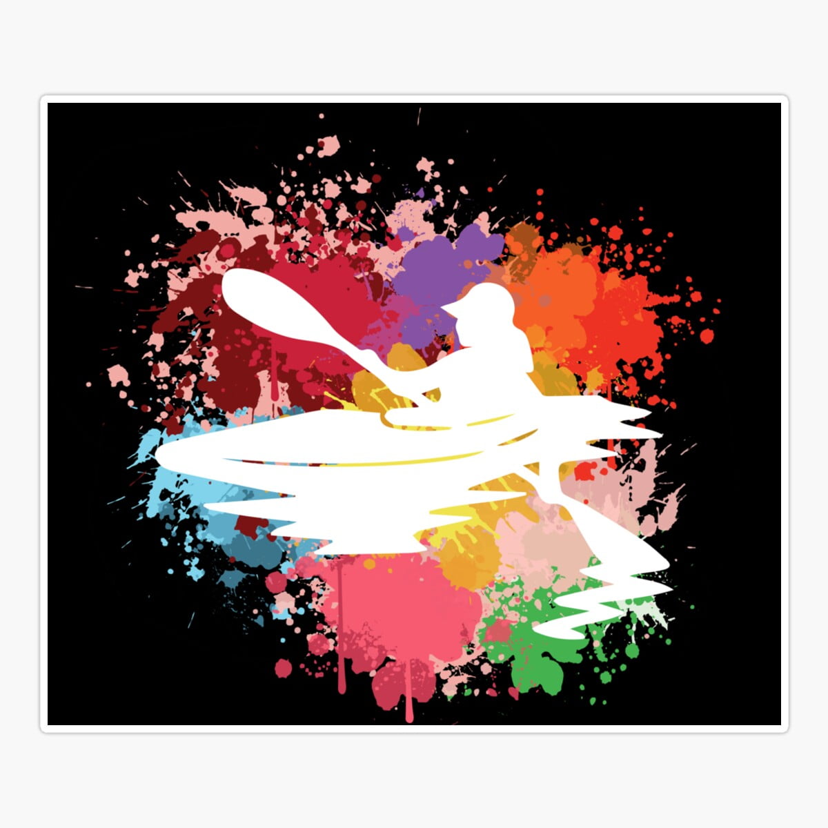 Onim Kayak Watercolor Vintage Art Sticker, Phone Decal Water Bottle ...