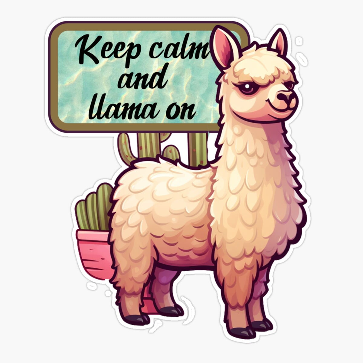 Onim Keep Calm And Llama On Sticker, Phone Decal Water Bottle Stickers ...