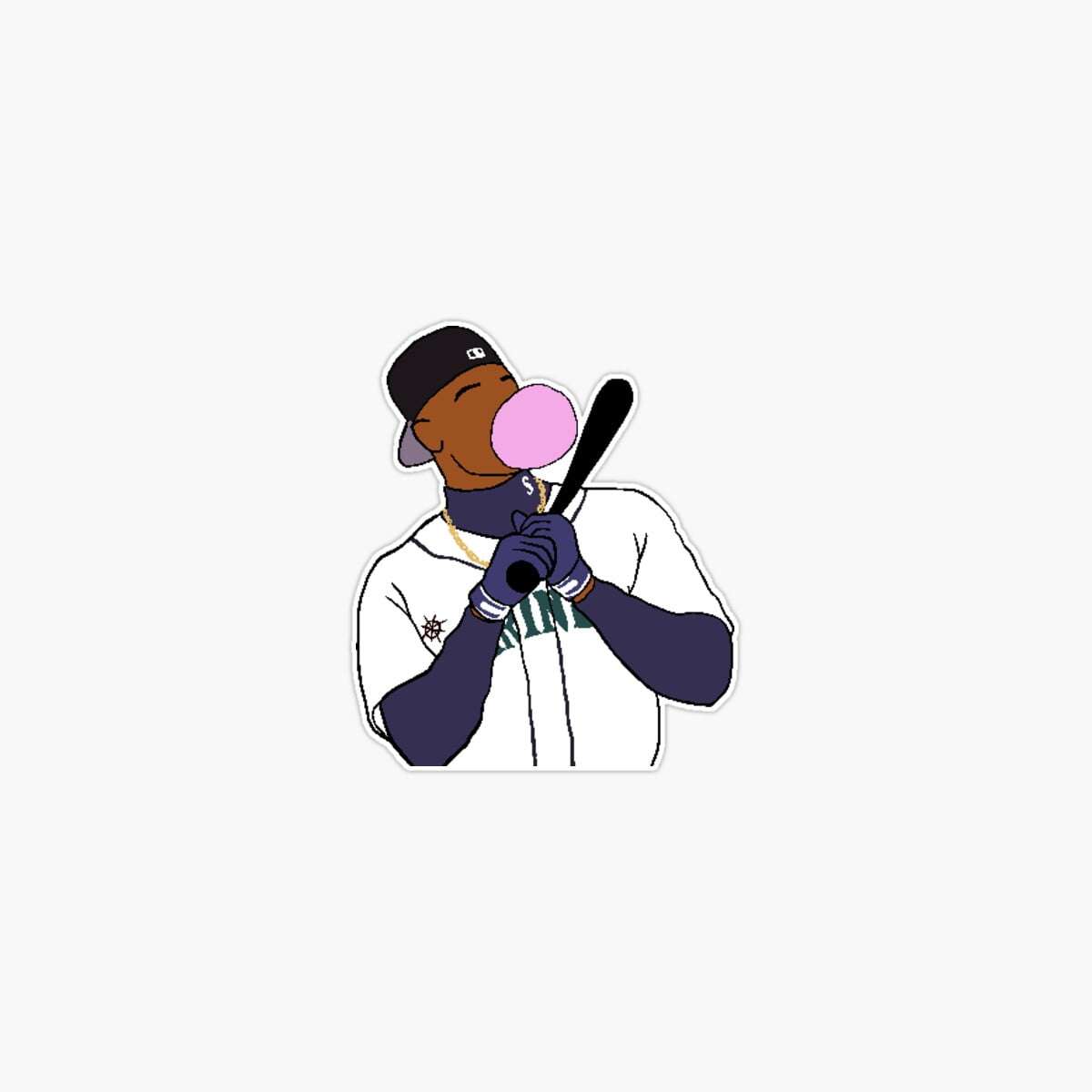 Onim Ken Griffey Jr. Bubblegum Backwards Hat Sticker, Phone Decal Water ...