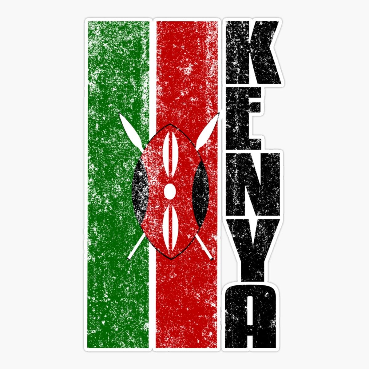 Onim Kenyan Flag Vintage - Black Sticker, Phone Decal Water Bottle ...