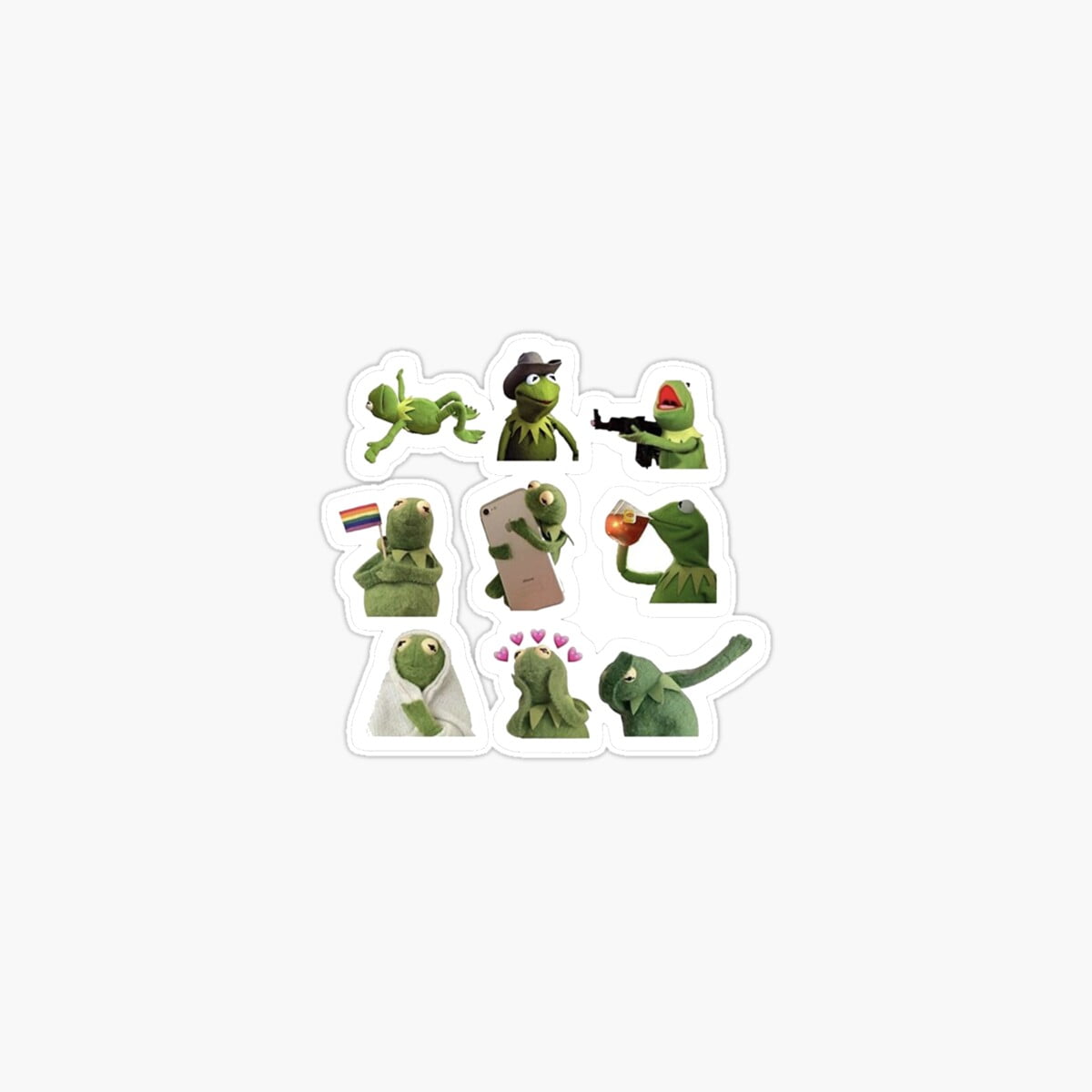 Onim Kermit Meme Sticker Pack Sticker Sticker, Phone Decal Water Bottle ...