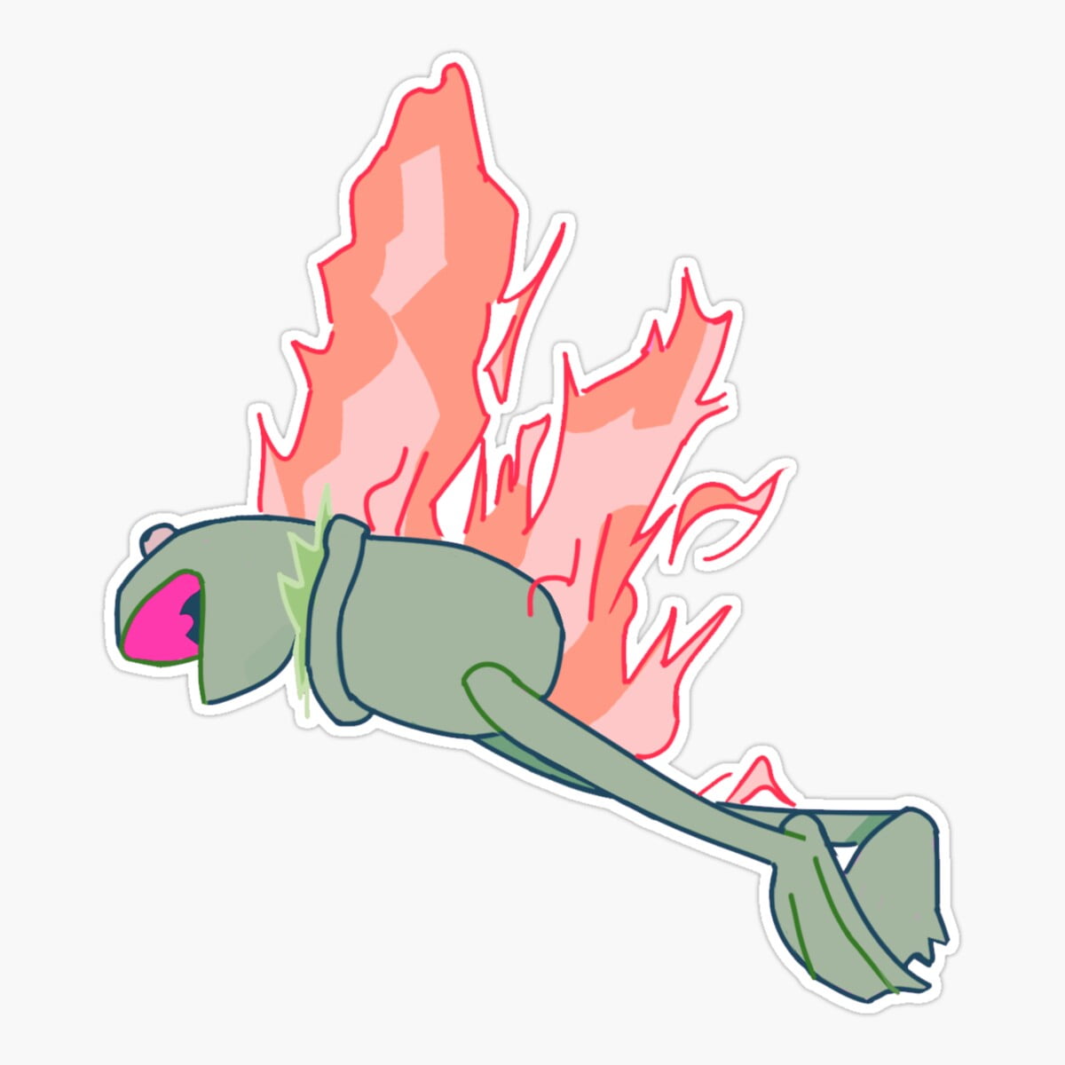 Onim Kermit On Fire Sticker, Phone Decal Water Bottle Stickers Car ...