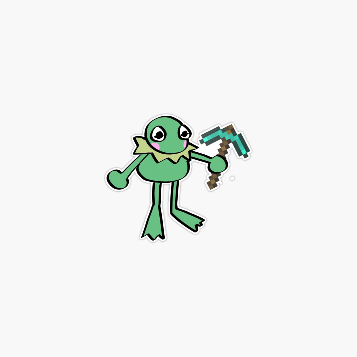 Onim Kermit The Frog With A Minecraft Diamond Pickaxe Sticker, Phone ...