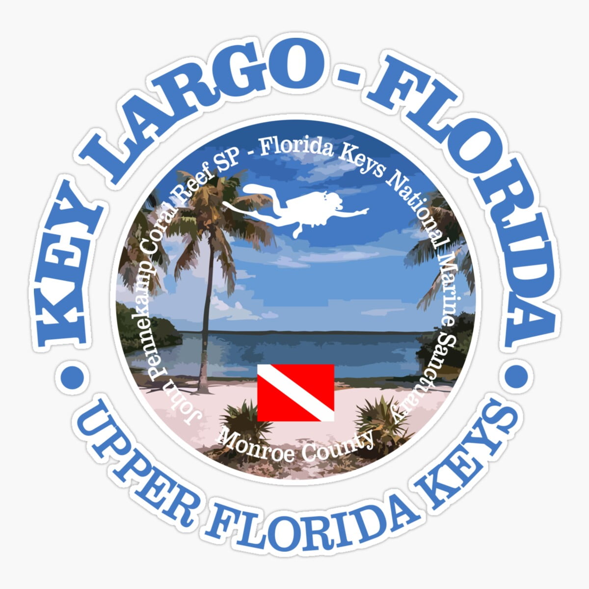Onim Key Largo (B) Sticker, Phone Decal Water Bottle Stickers Car ...