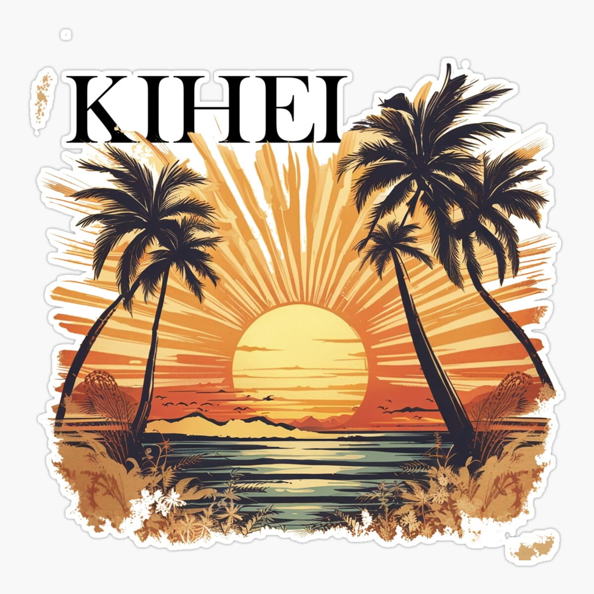Onim Kihei Sunset Sticker, Phone Decal Water Bottle Stickers Car Decals ...