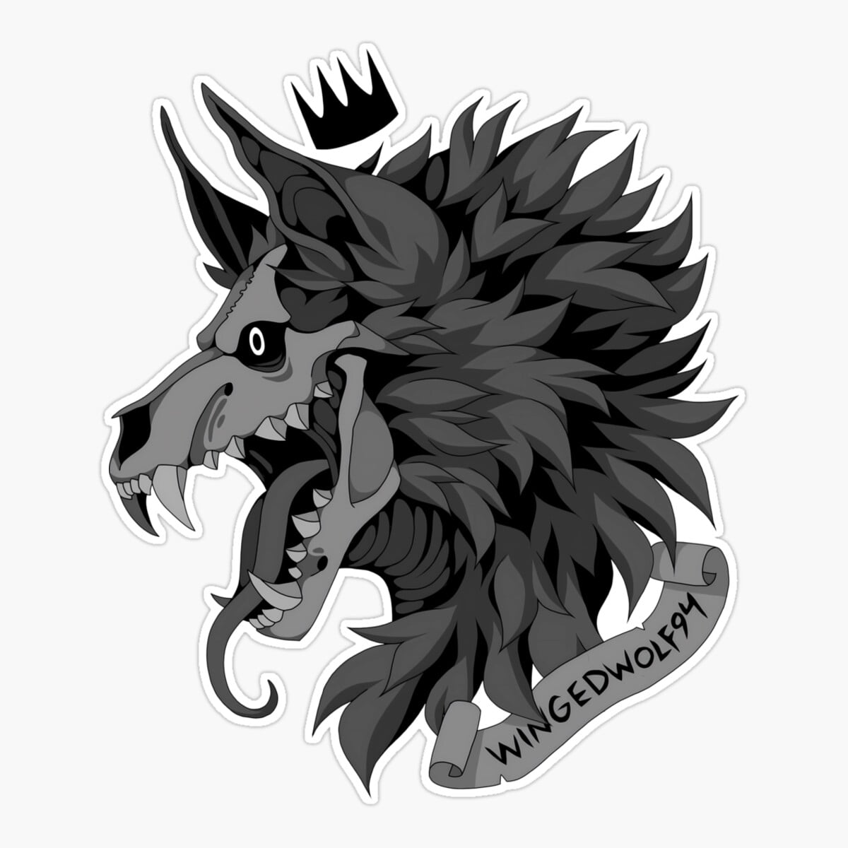 Onim King Skulldog Furry Fandom Artwork Sticker, Phone Decal Water ...