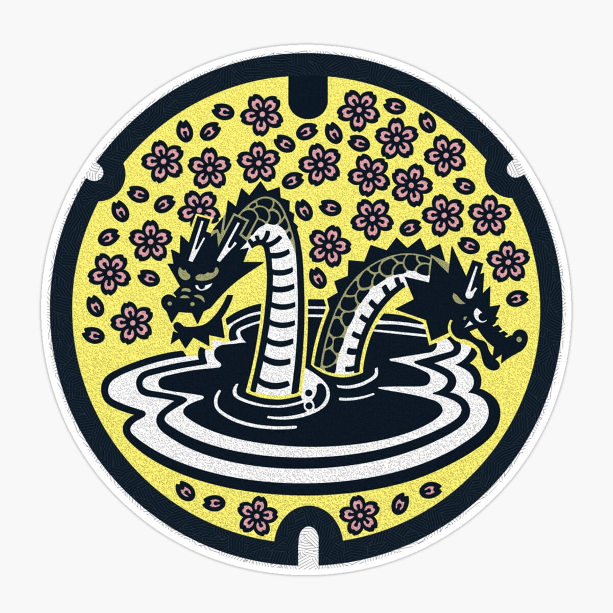 Onim Kisuki Town Manhole Cover Art 2 Sticker, Phone Decal Water Bottle ...