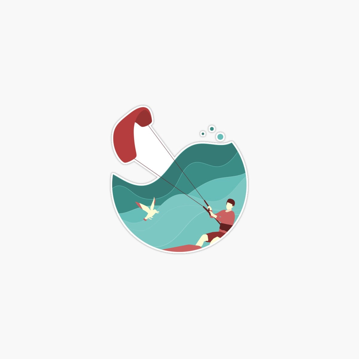 Onim Kitesurfer Abstract Pop-Out Sticker, Phone Decal Water Bottle ...