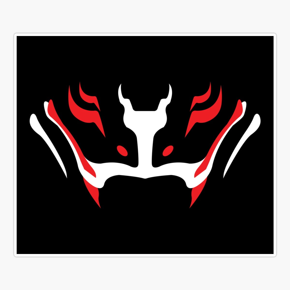 Onim Kitsune Fang Mask_Red Inverted Sticker, Phone Decal Water Bottle ...