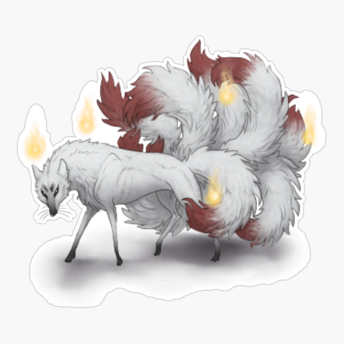 Onim Kitsune Fire Sticker, Phone Decal Water Bottle Stickers Car Decals ...