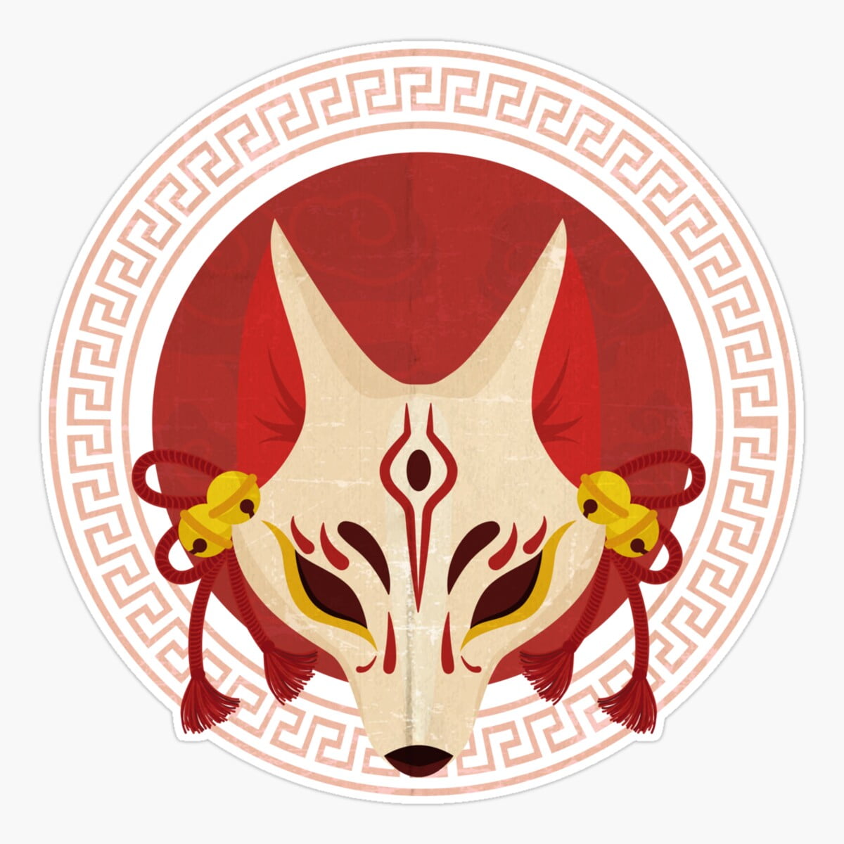 Onim Kitsune Fox Mask Sticker, Phone Decal Water Bottle Stickers Car ...