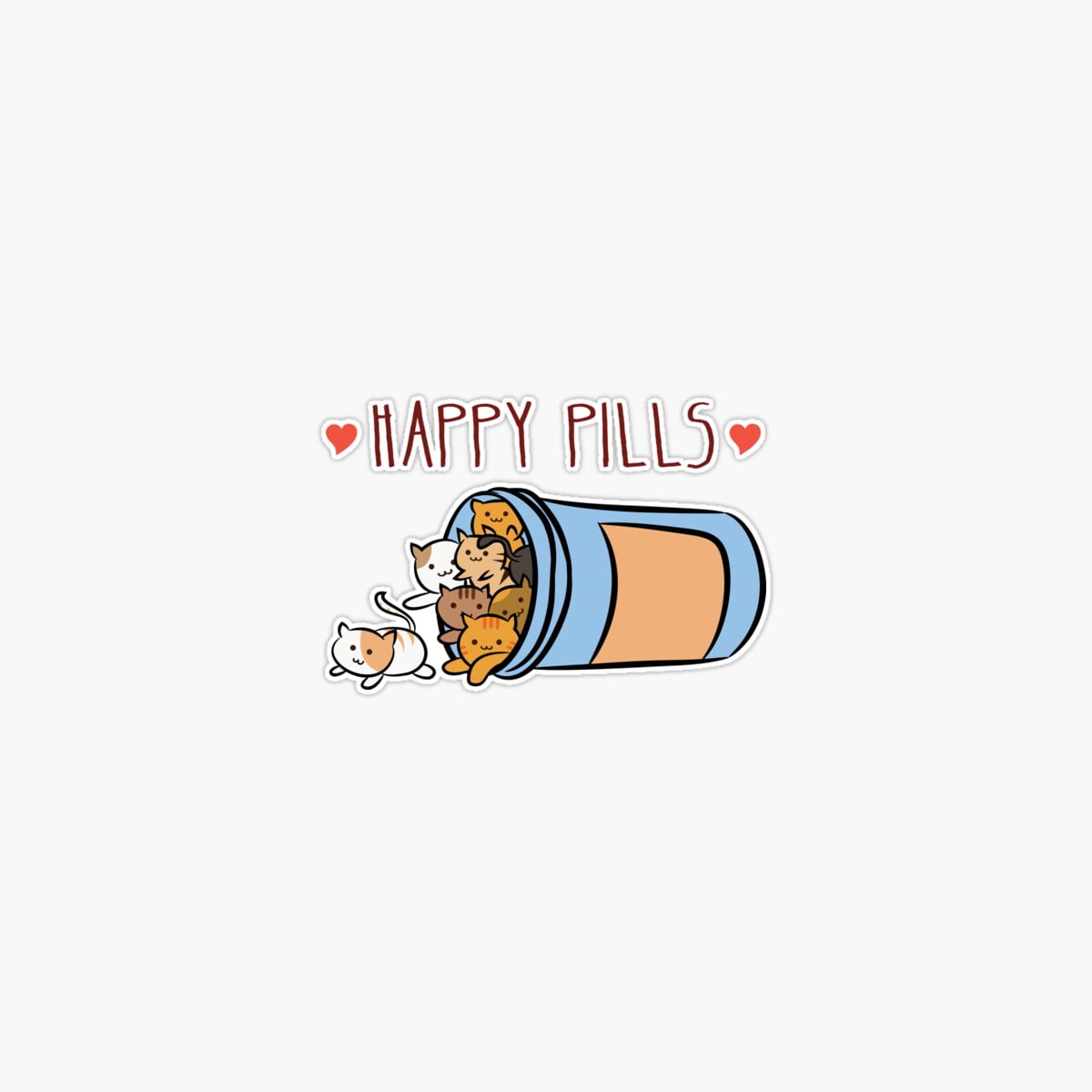Onim Kitten Happy Pills - Cute Cat Pet Happiness Sticker, Phone Decal ...