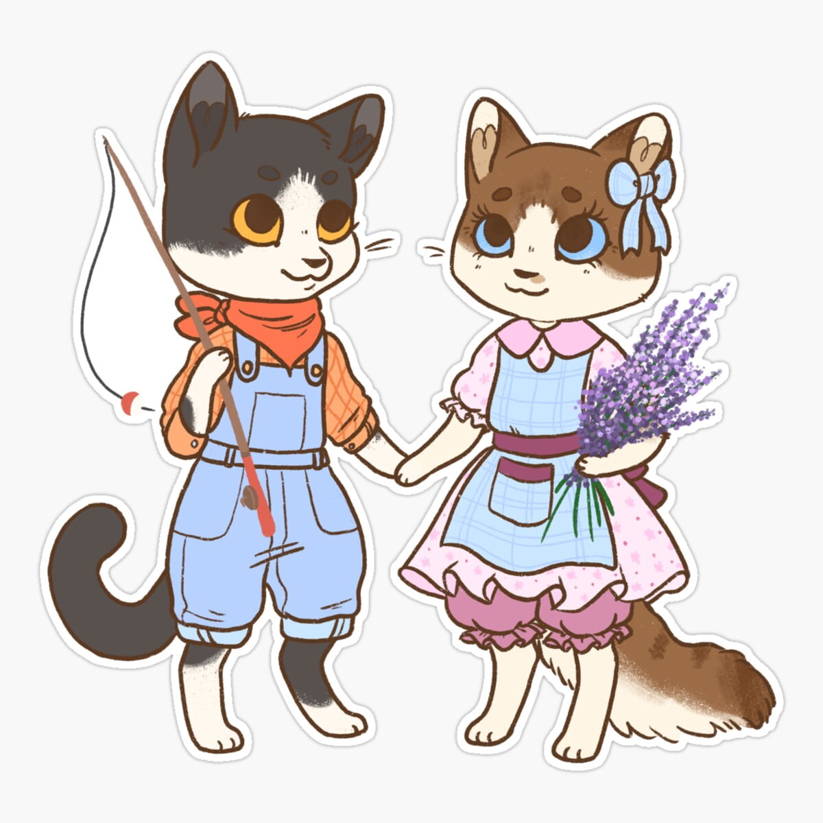 Onim Kitty Cat Couple Sticker, Phone Decal Water Bottle Stickers Car ...