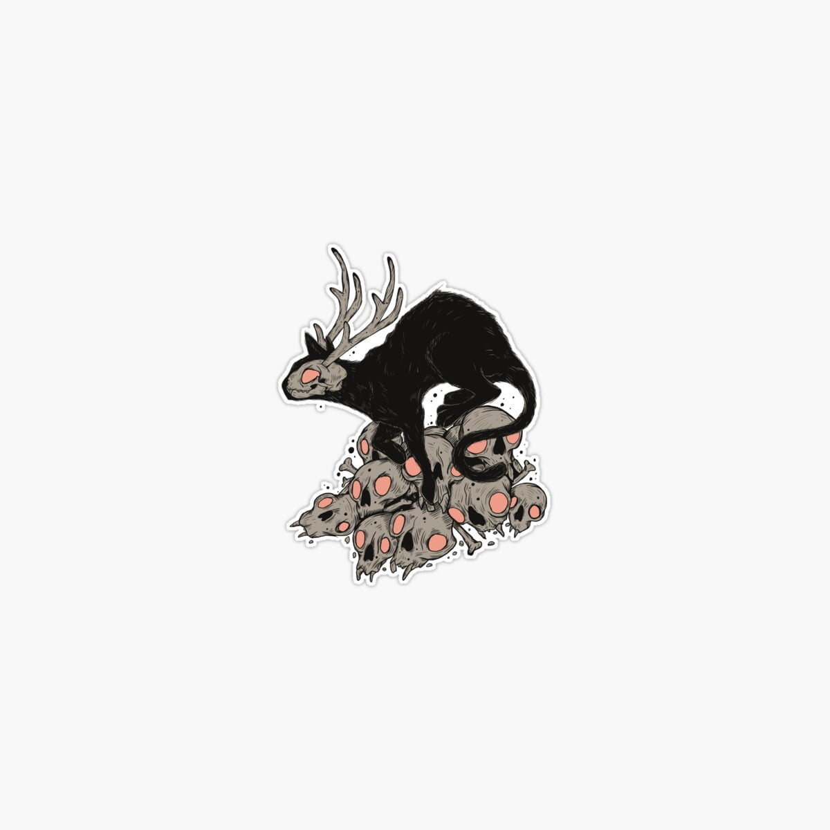 Onim Kitty Demon Skull Sticker - Walmart.com