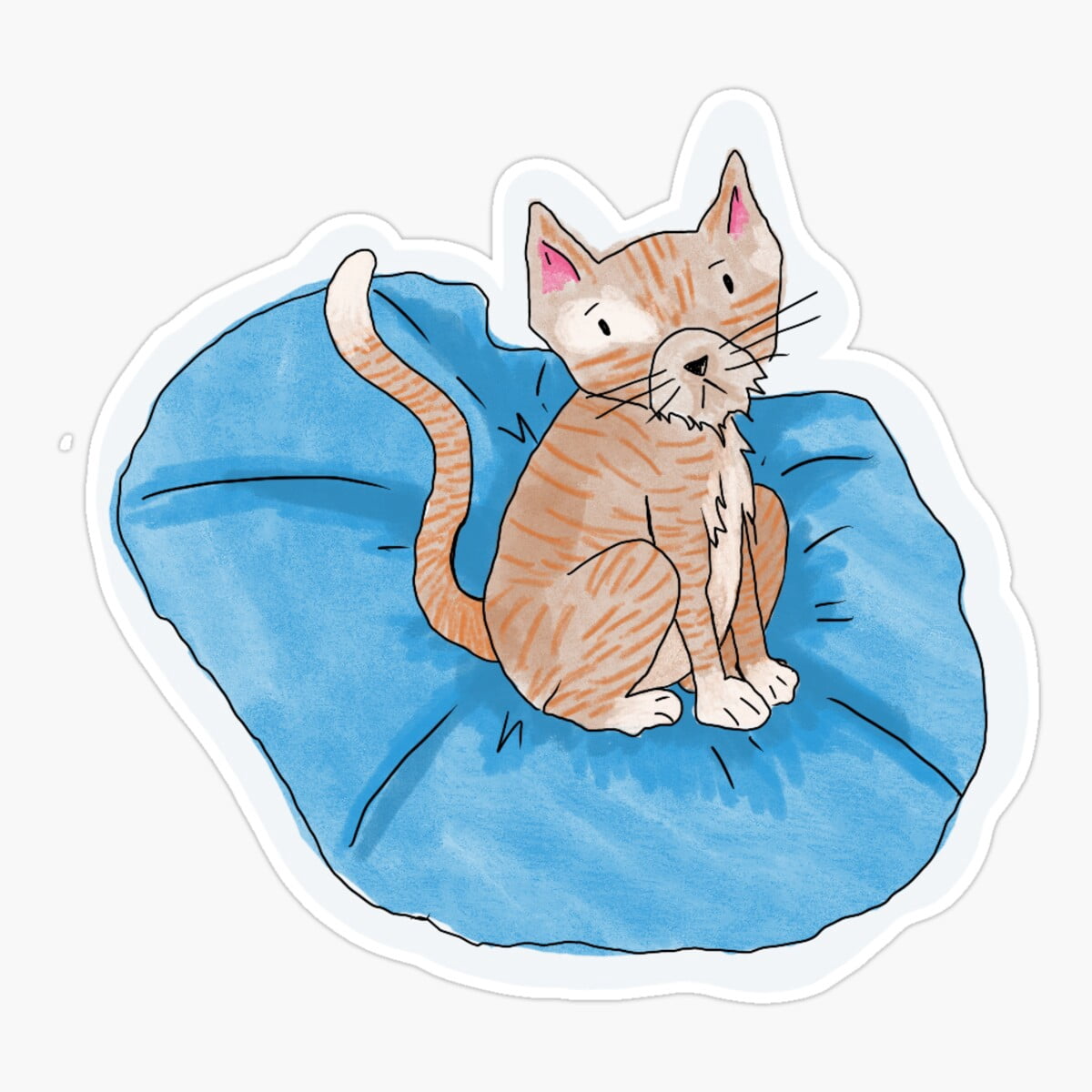 Onim Kitty On The Bean Bag Sticker, Phone Decal Water Bottle Stickers ...