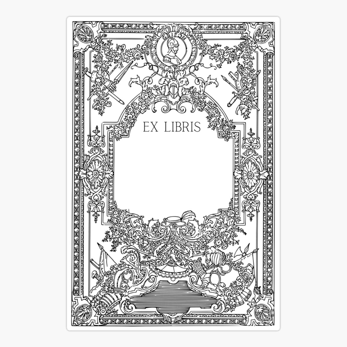 Onim Knight Frame Ex Libris Sticker, Phone Decal Water Bottle Stickers ...