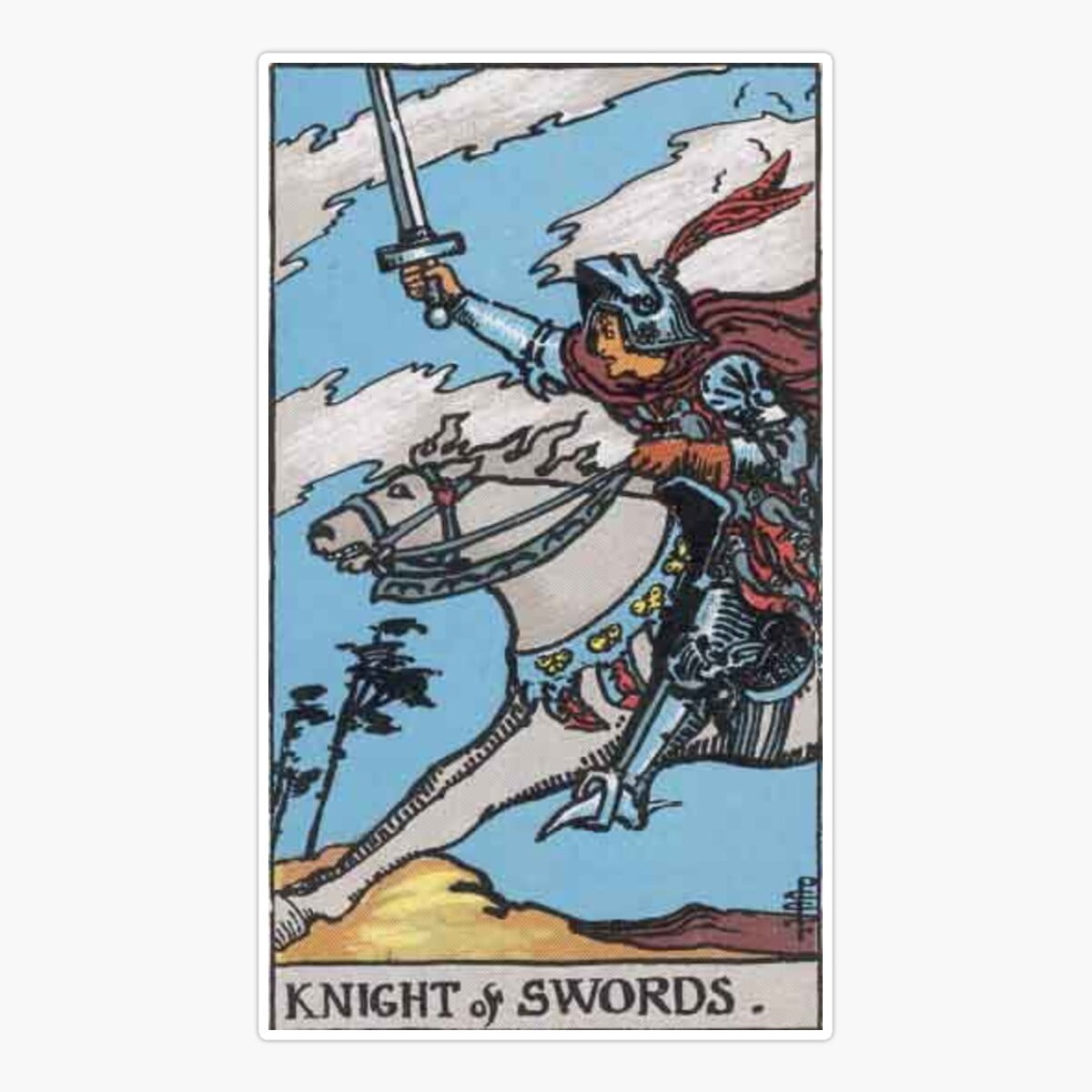 Onim Knight Of Swords - Tarot Card (Rider Waite) Sticker, Phone Decal ...