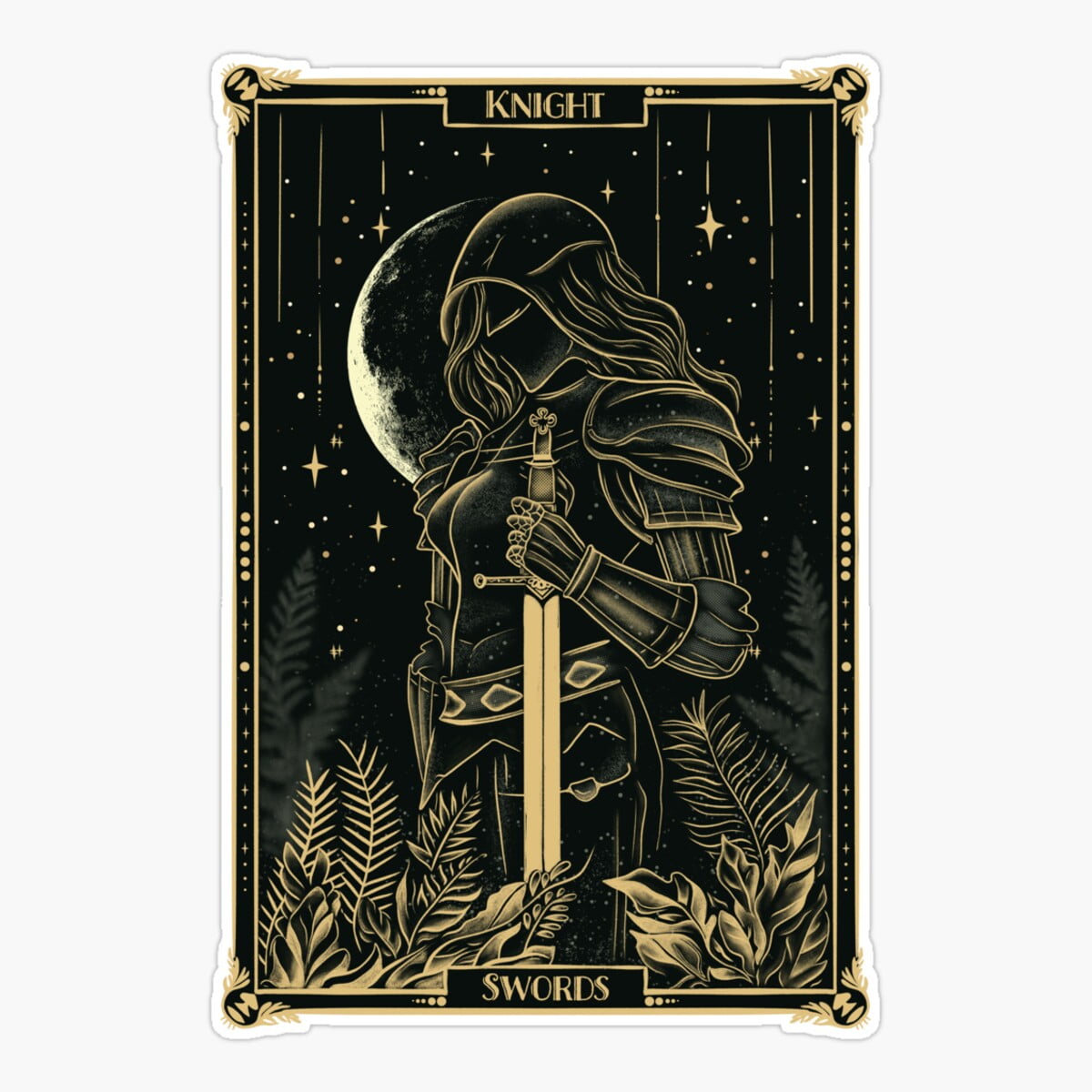 Onim Knight Of Swords Tarot Card Sticker, Phone Decal Water Bottle ...
