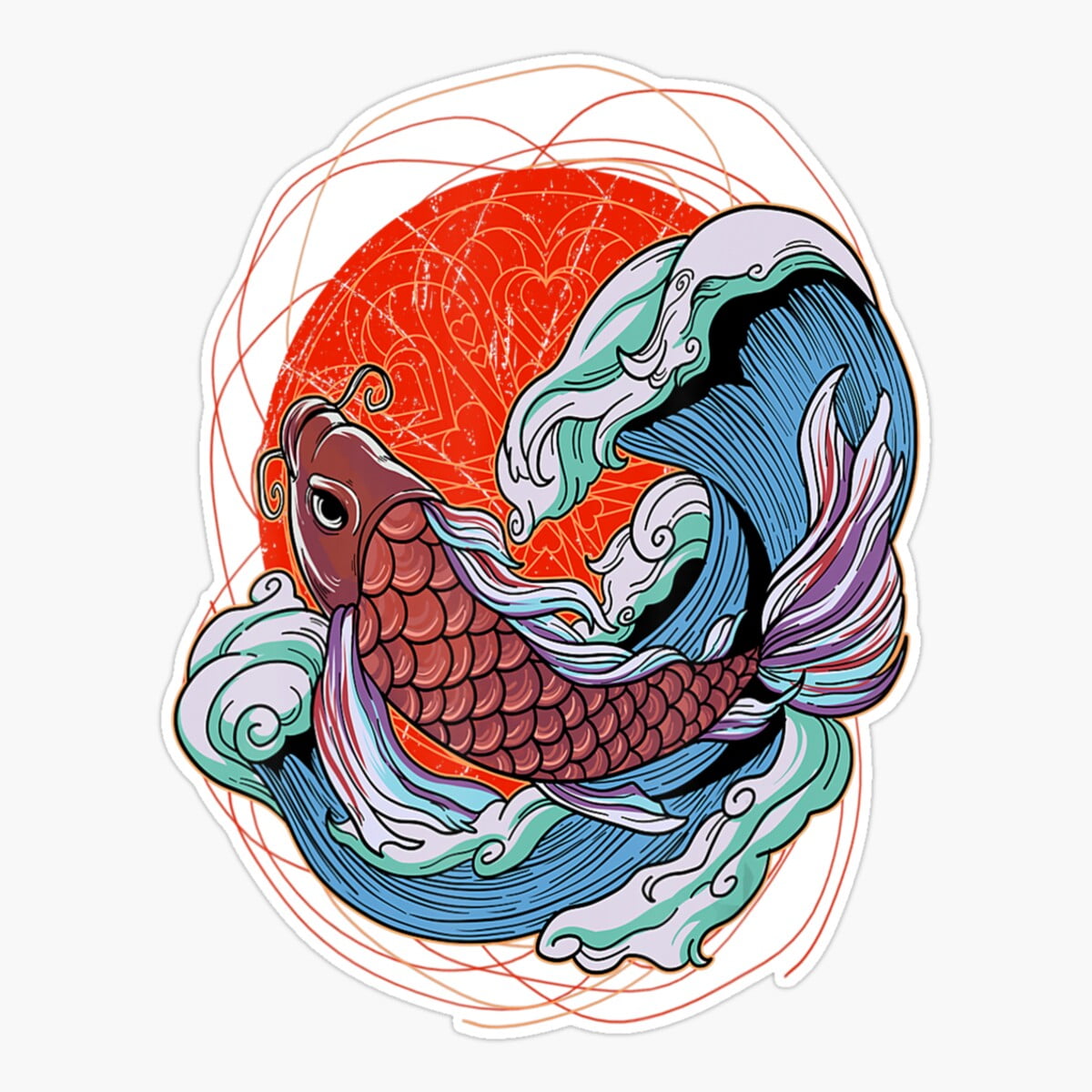 Onim Koi Fish Carp Nishikigoi Japanese Gift Sticker, Phone Decal Water ...