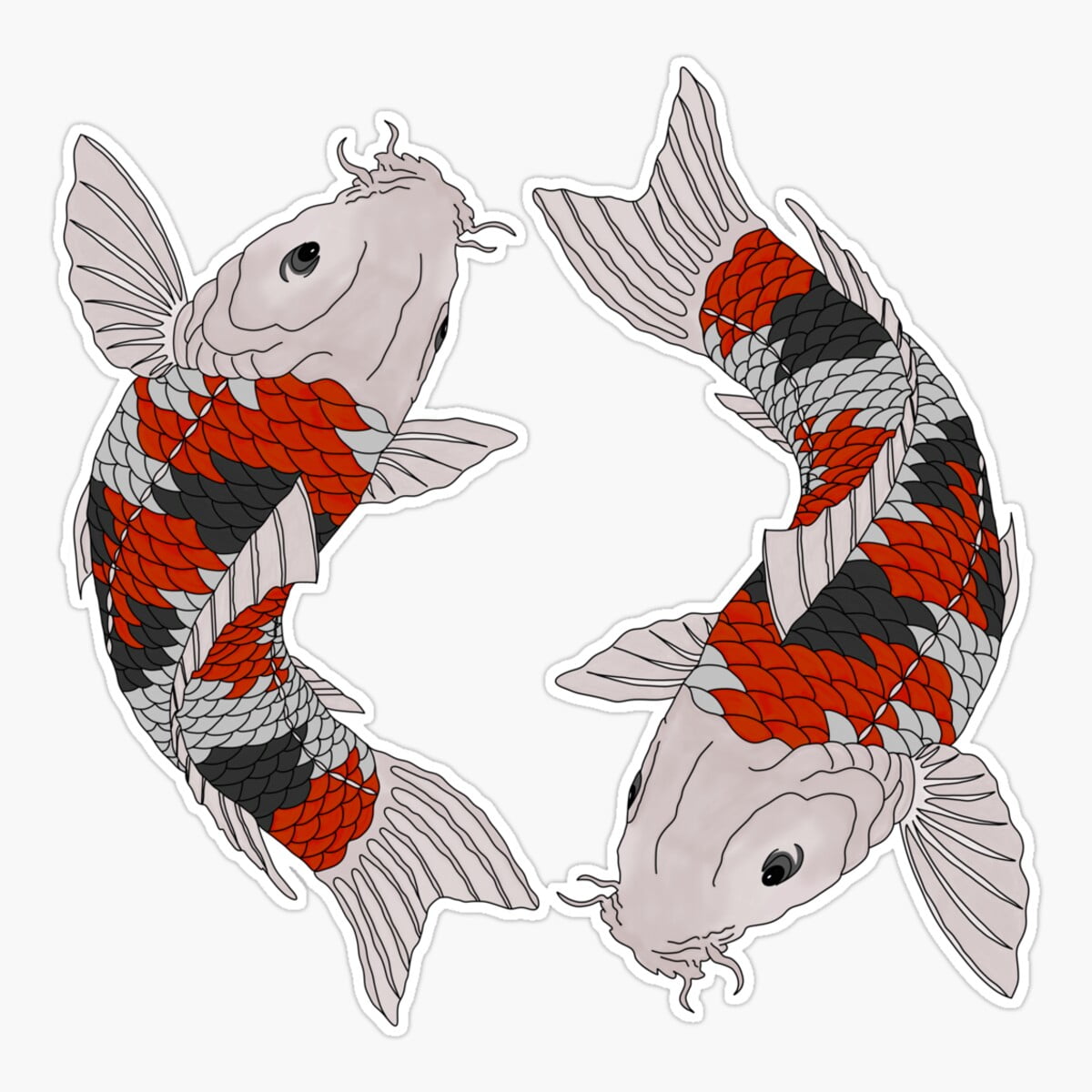 Onim Koi Fish Sticker, Phone Decal Water Bottle Stickers Car Decals ...