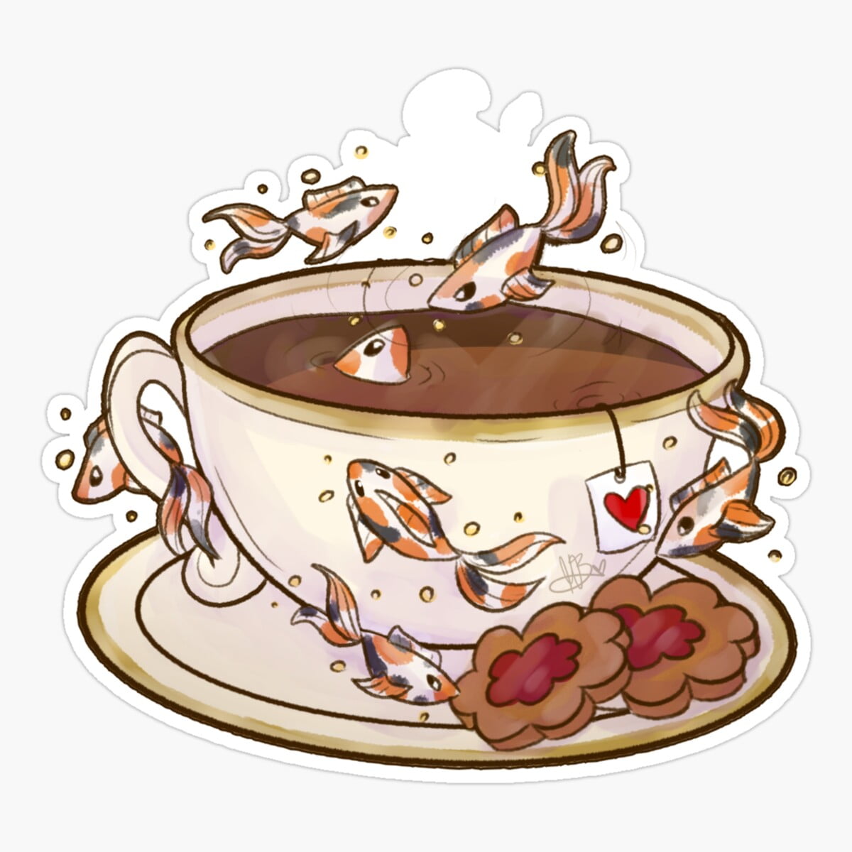 Onim Koi Tea Sticker, Phone Decal Water Bottle Stickers Car Decals ...