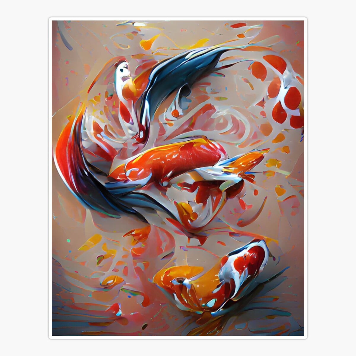 Onim Koi Watercolor Sketch Sticker, Phone Decal Water Bottle Stickers ...