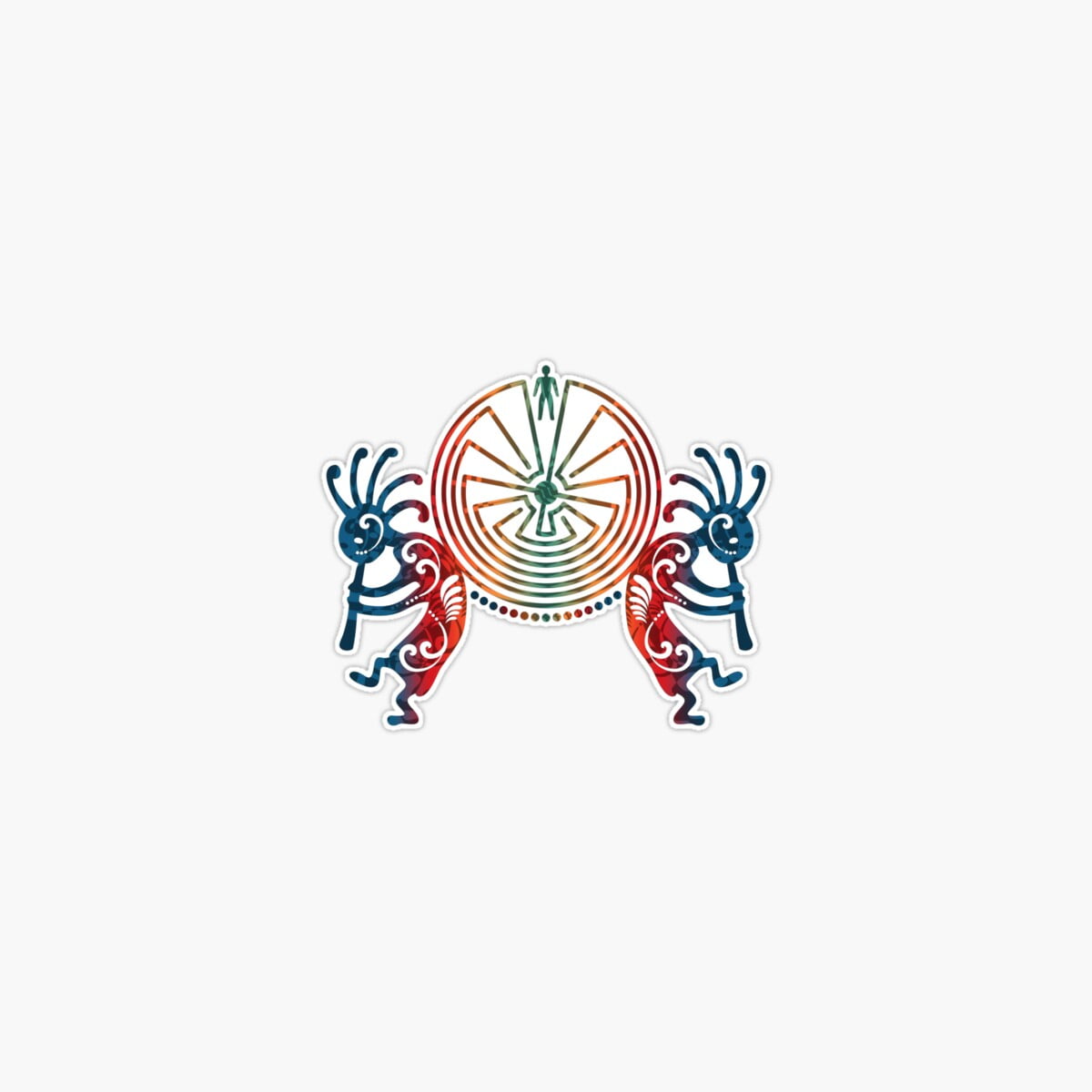 Onim Kokopelli Duo - Man In The Maze - Red Blue Sticker, Phone Decal ...