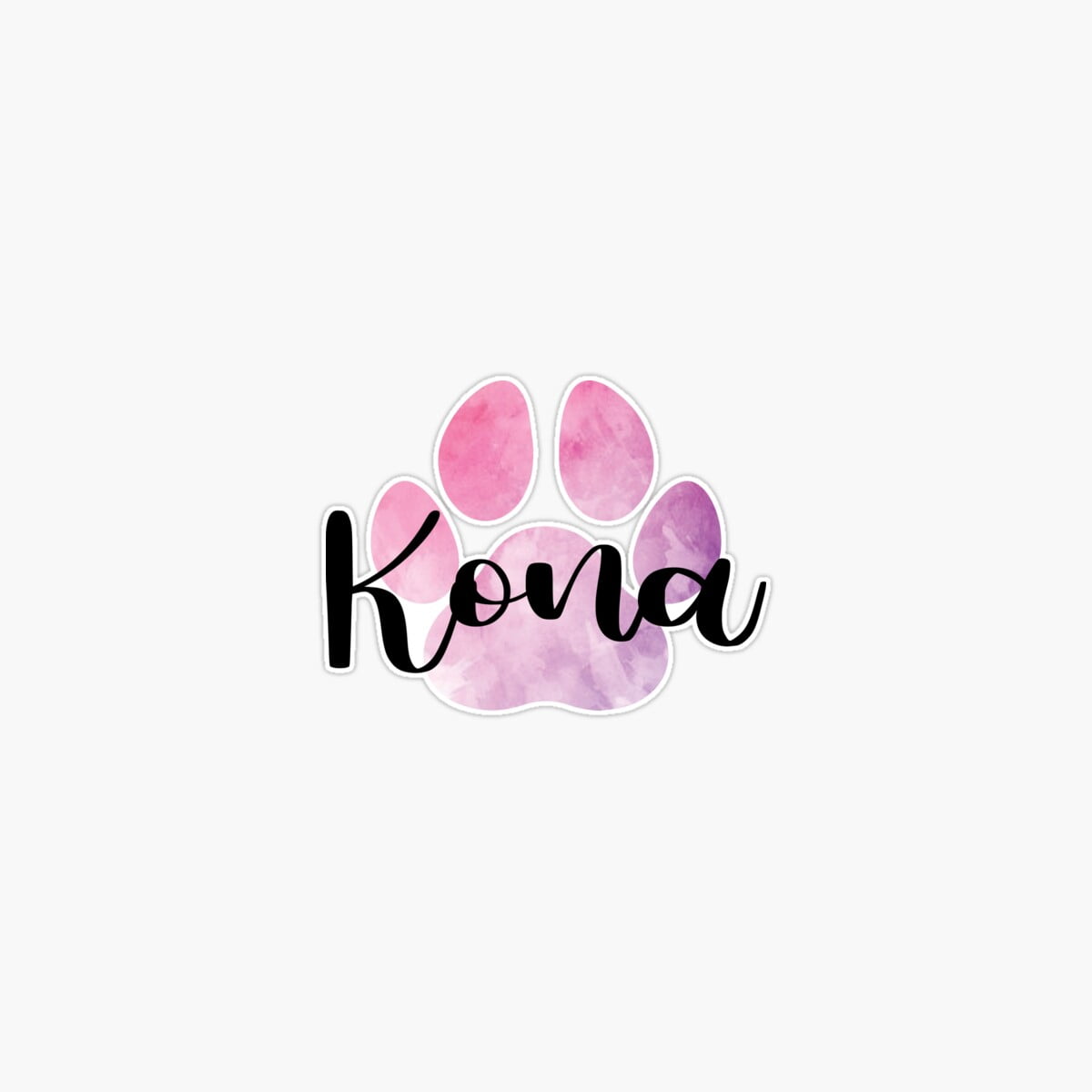 Onim Kona Pink Pet Name Paw Print Sticker, Phone Decal Water Bottle ...