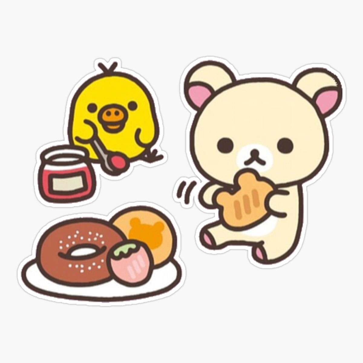Onim Korilakkuma And Kiiritori Eating Sticker, Phone Decal Water Bottle ...
