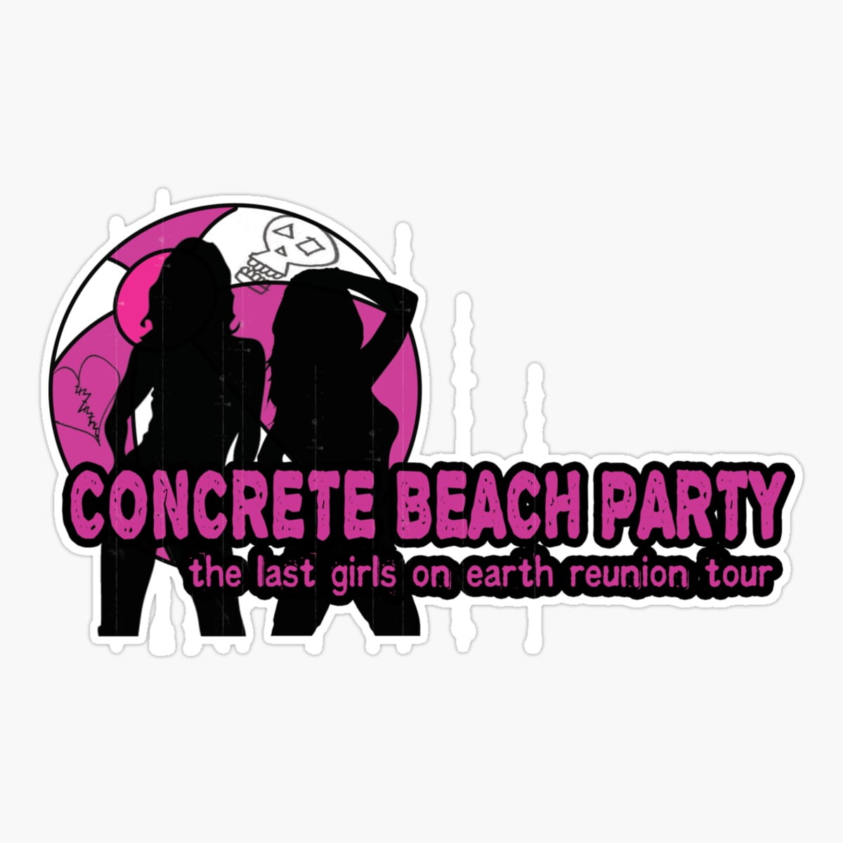Onim Concrete Beach Party Sticker, Phone Decal Water Bottle Stickers ...