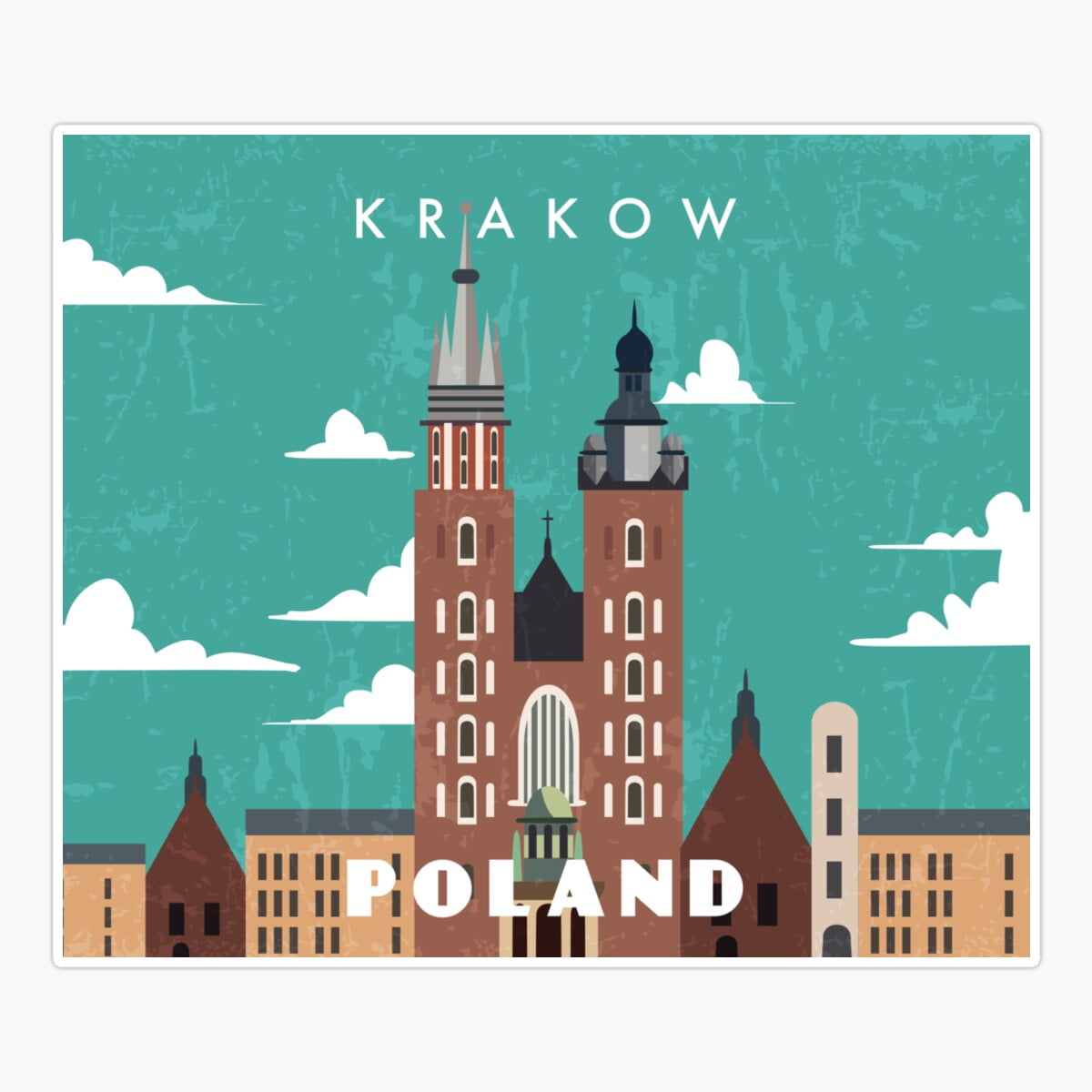 Onim Krakow, Poland - Retro Travel Minimalistic Poster Sticker, Phone ...