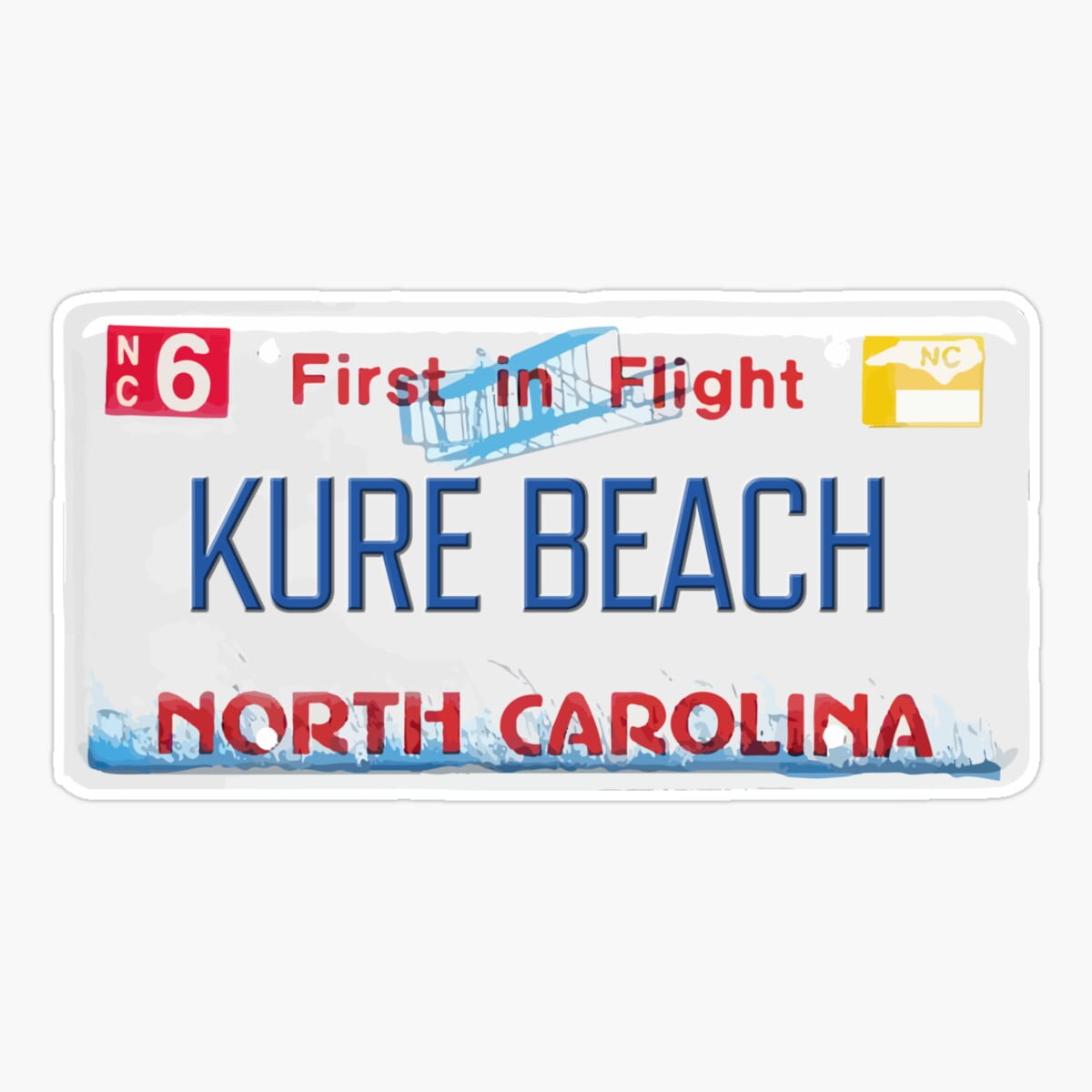 Onim Kure Beach, Nc License Plate Sticker, Phone Decal Water Bottle ...