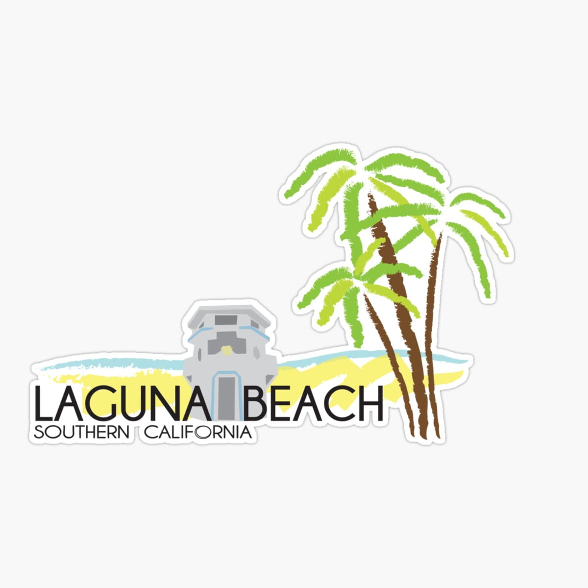 Onim Laguna Beach Palm Trees Sticker, Phone Decal Water Bottle Stickers ...
