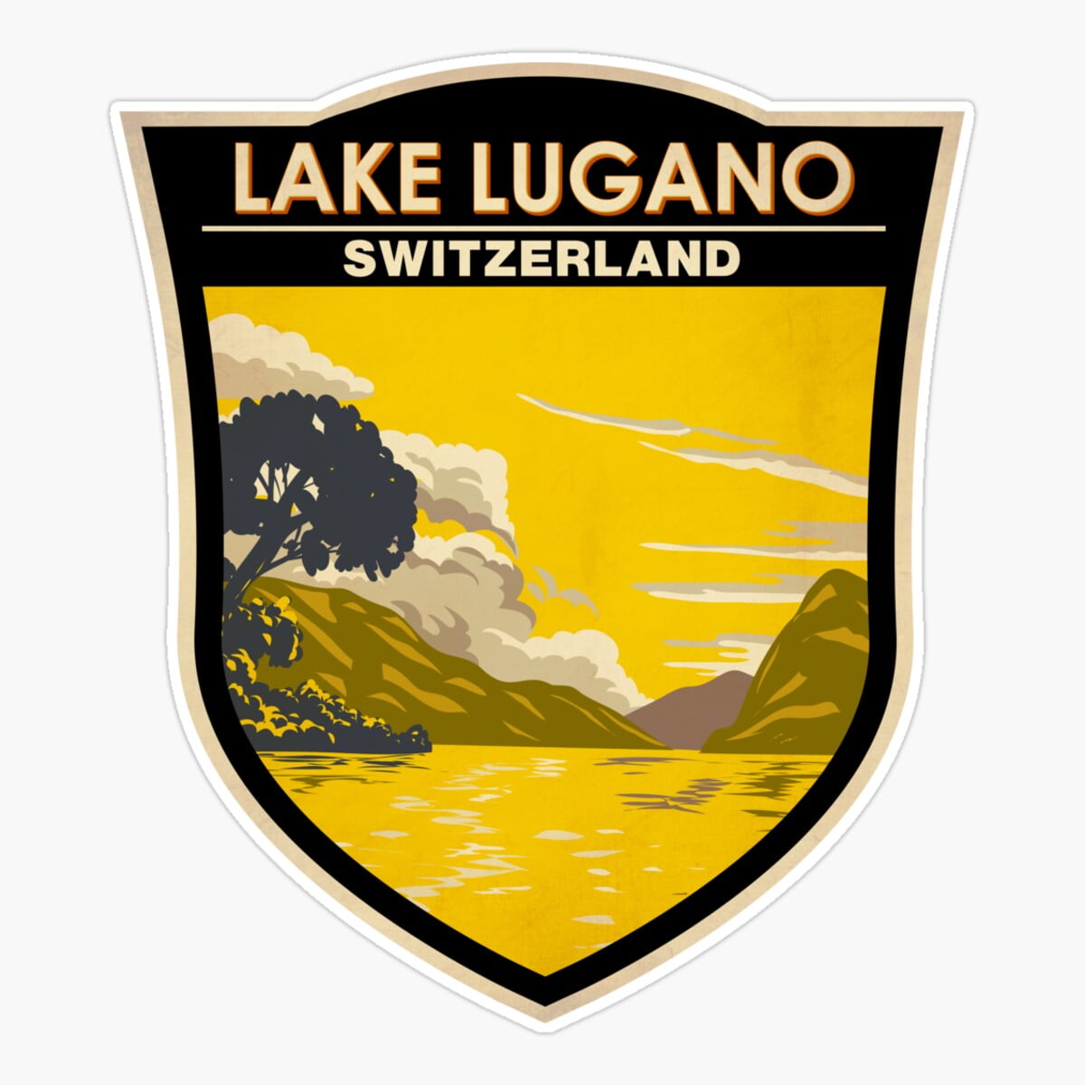 Onim Lake Lugano Switzerland Travel Art Badge Sticker, Phone Decal ...