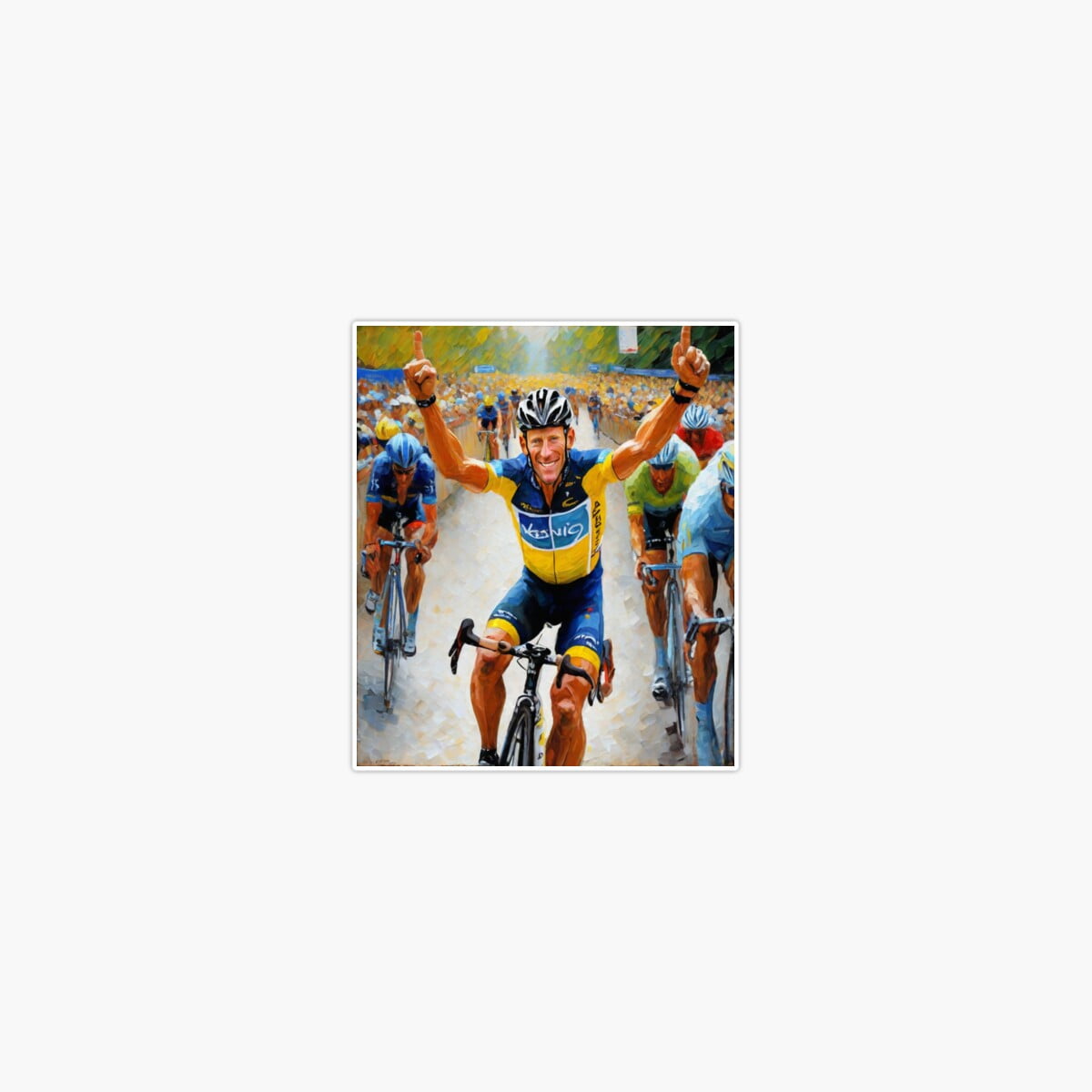 Onim Lance Armstrong'S Triumph: Hands Raised At The Finish Line Sticker ...